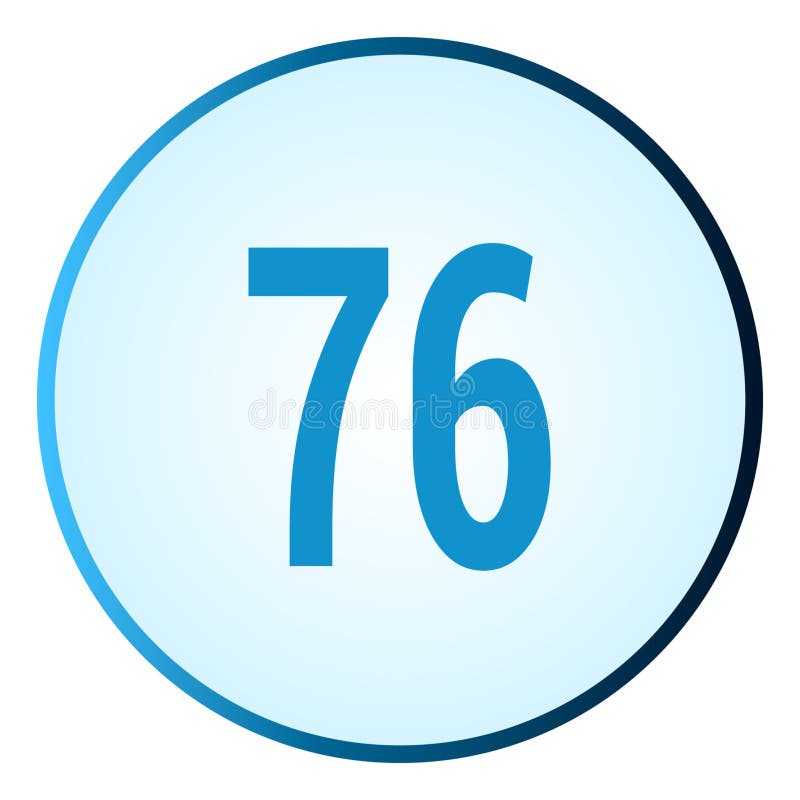 Number 76 Symbol or Logo with Round Frame in Blue Gradient Color Stock ...