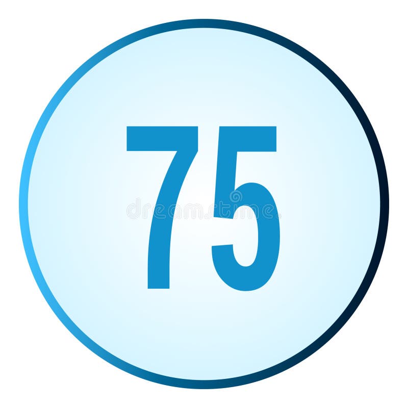 Number 75 Symbol or Logo with Round Frame in Blue Gradient Color Stock ...