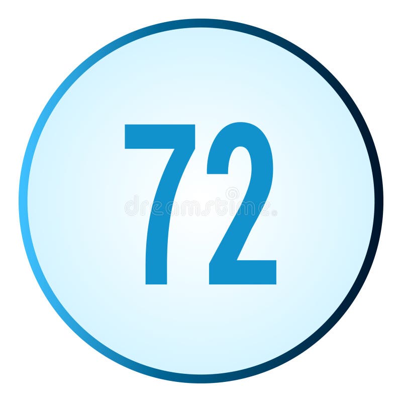Number 72 Symbol or Logo with Round Frame in Blue Gradient Color Stock ...