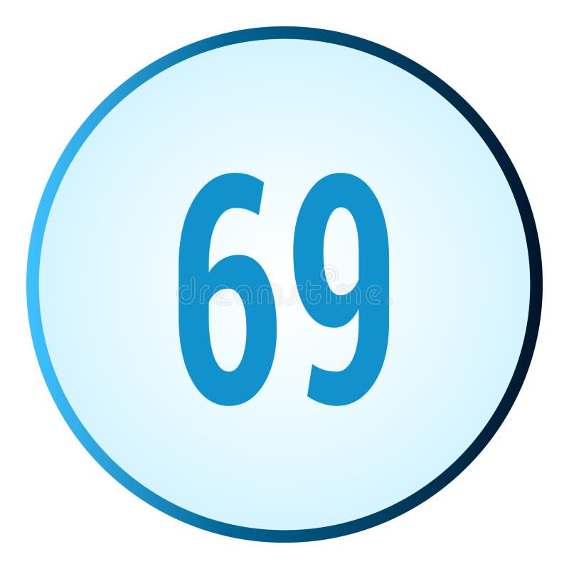 Number 69 Symbol or Logo with Round Frame in Blue Gradient Color Stock ...