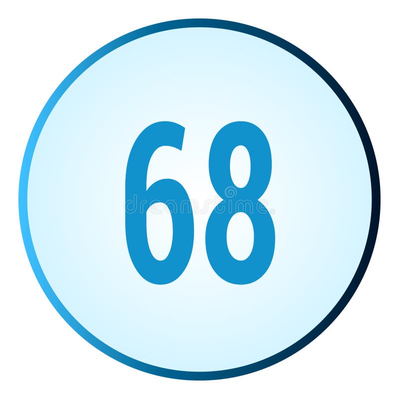 Number 68 Symbol or Logo with Round Frame in Blue Gradient Color Stock ...