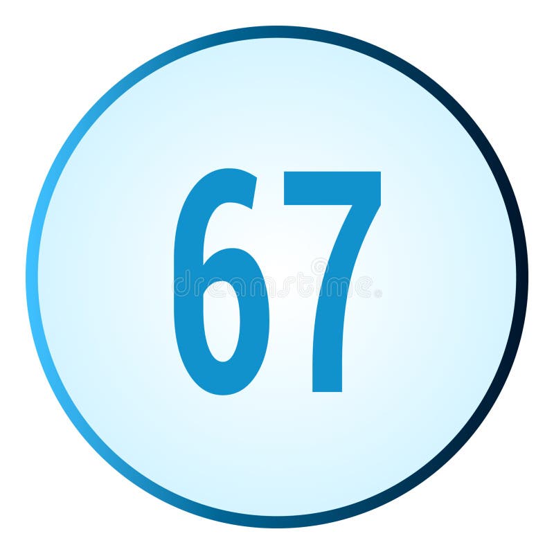 Number 67 Symbol or Logo with Round Frame in Blue Gradient Color Stock ...