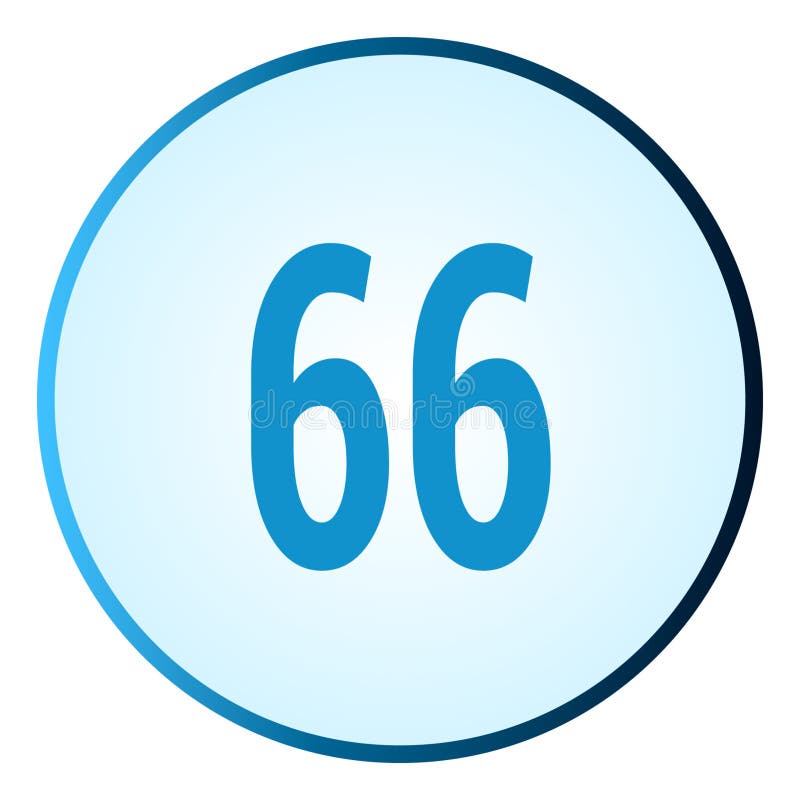Number 66 Symbol or Logo with Round Frame in Blue Gradient Color Stock ...