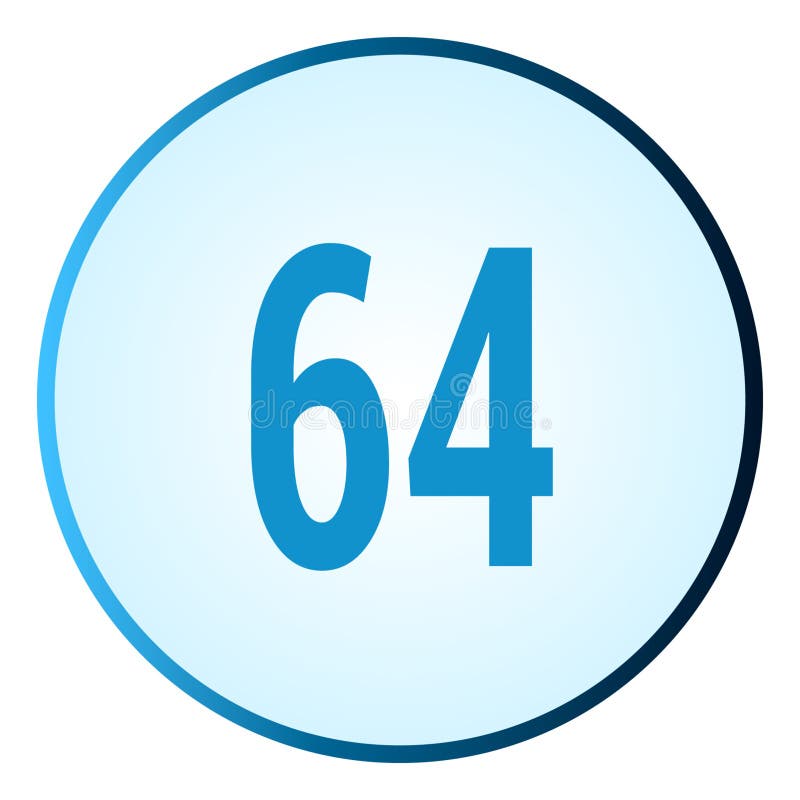 Number 64 Symbol or Logo with Round Frame in Blue Gradient Color Stock ...