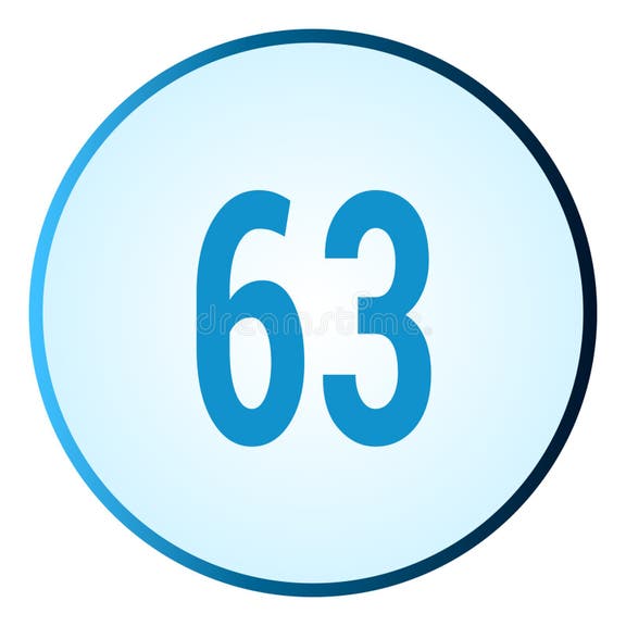 Number 63 Symbol or Logo with Round Frame in Blue Gradient Color Stock ...