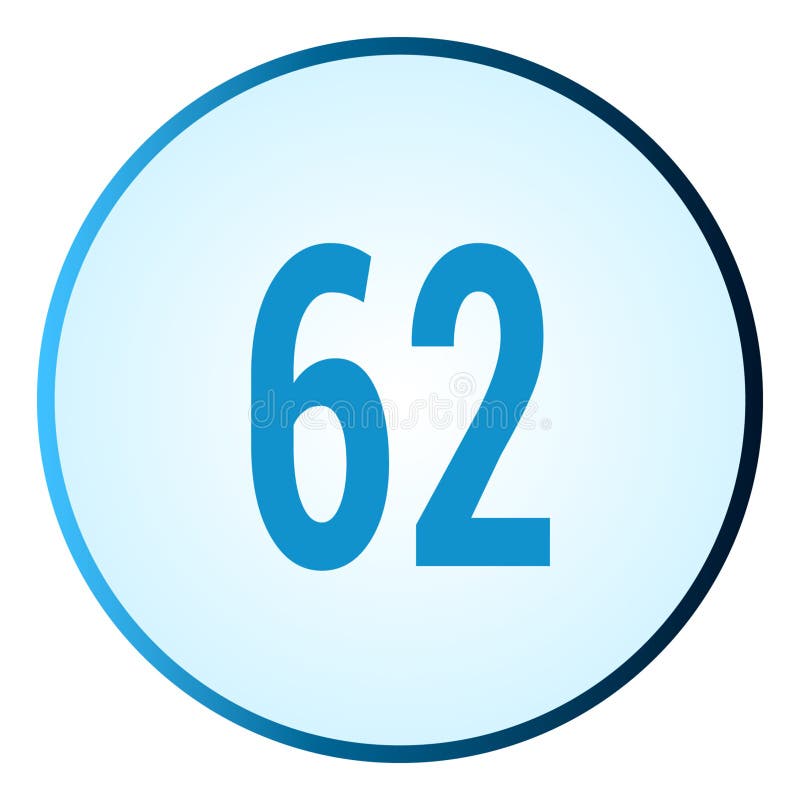 Number 62 Symbol or Logo with Round Frame in Blue Gradient Color Stock ...