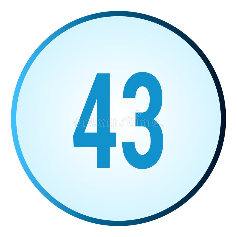 Number 43 Symbol or Logo with Round Frame in Blue Gradient Color Stock ...