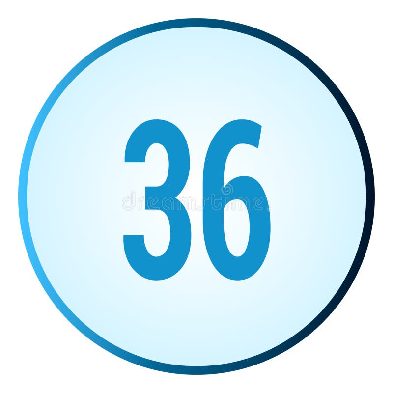 Number 36 Symbol or Logo with Round Frame in Blue Gradient Color Stock ...