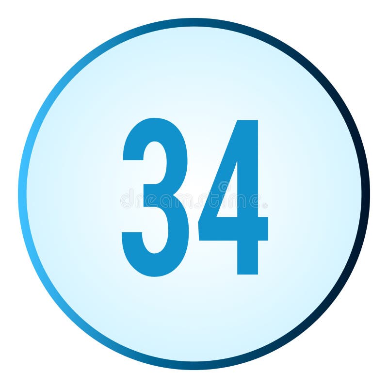 Number 34 Symbol or Logo with Round Frame in Blue Gradient Color Stock ...