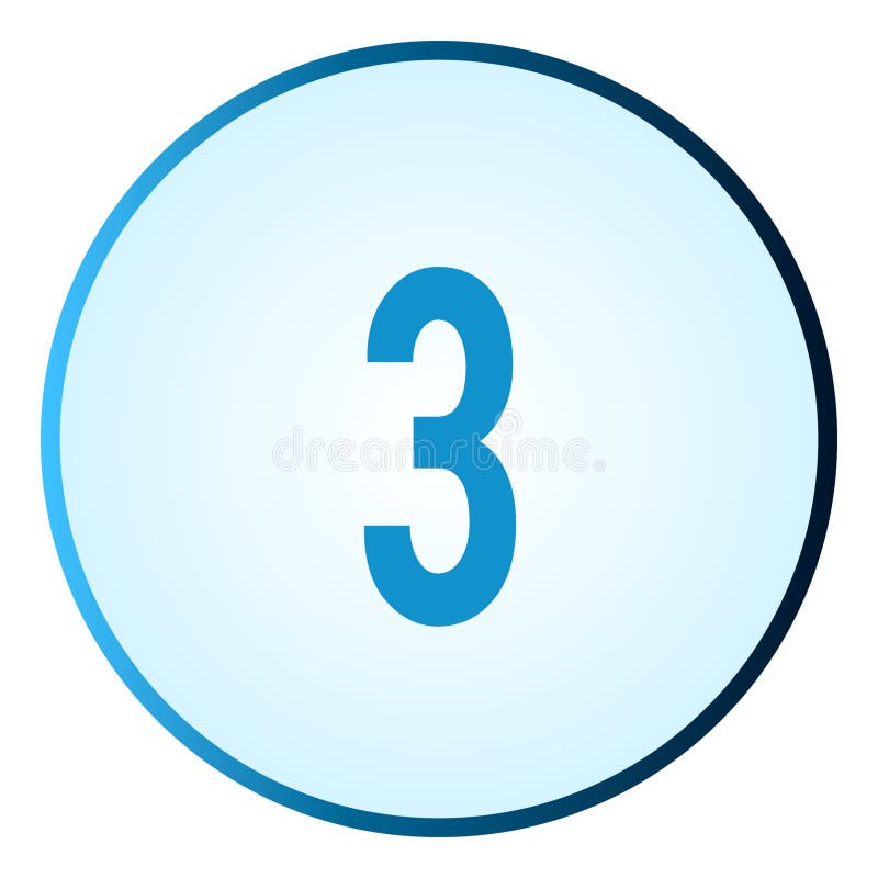 Number 3 Symbol or Logo with Round Frame in Blue Gradient Color Stock ...