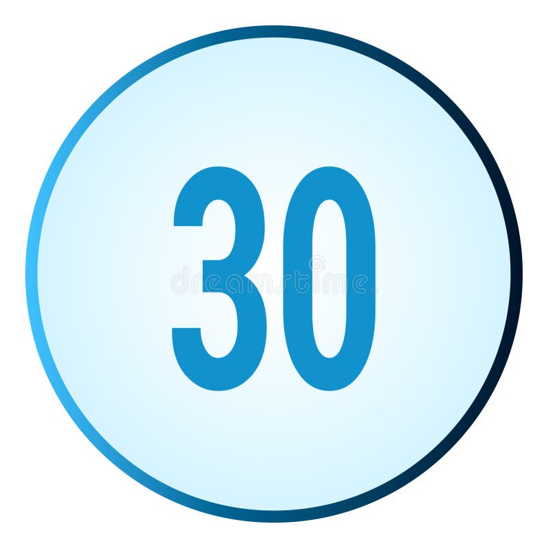 Number 30 Symbol or Logo with Round Frame in Blue Gradient Color Stock ...
