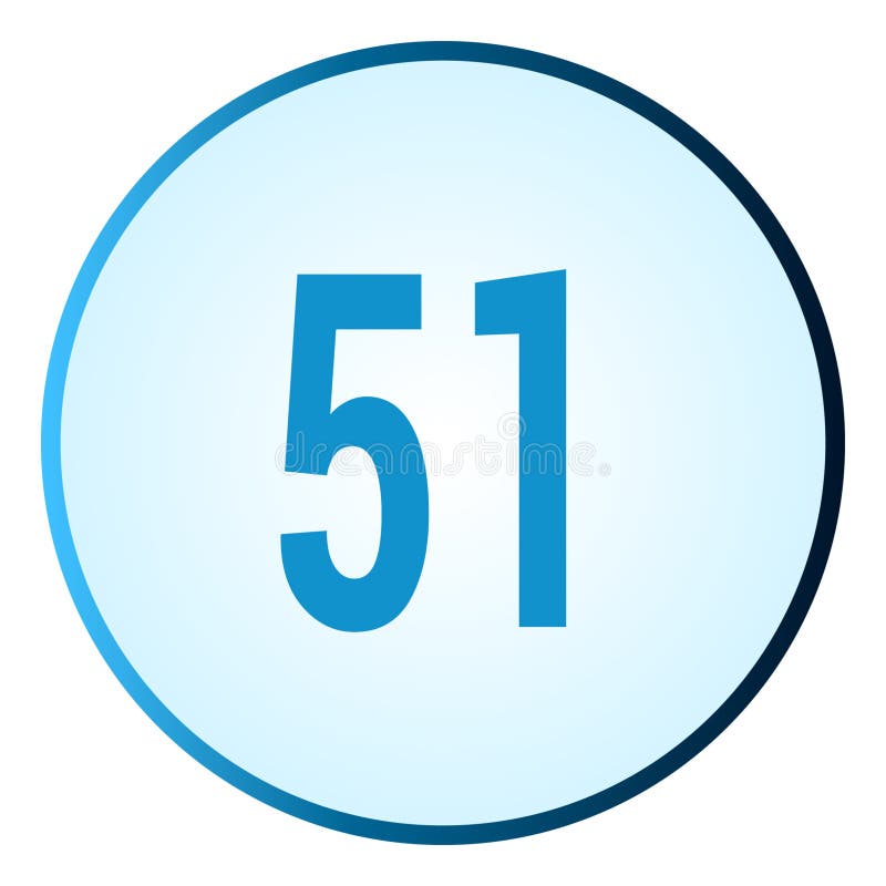 Number 51 Symbol or Logo with Round Frame in Blue Gradient Color Stock ...
