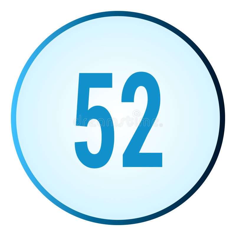 Number 52 Symbol or Logo with Round Frame in Blue Gradient Color Stock ...