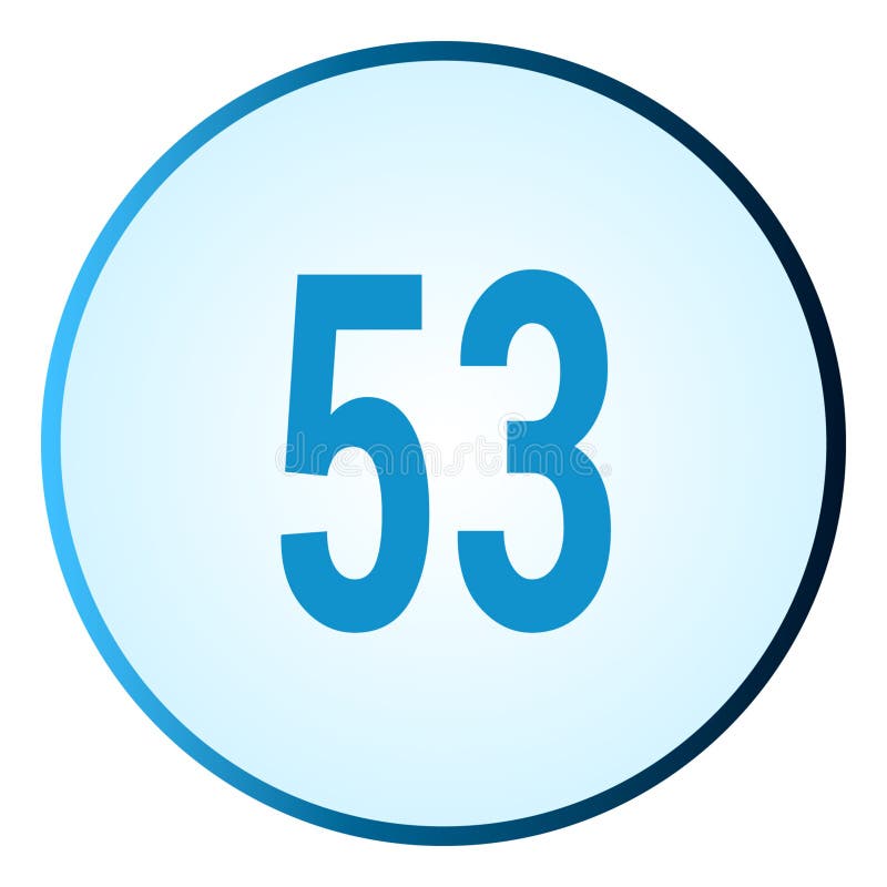 Number 53 Symbol or Logo with Round Frame in Blue Gradient Color Stock ...