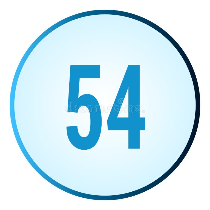 Number 54 Symbol or Logo with Round Frame in Blue Gradient Color Stock ...