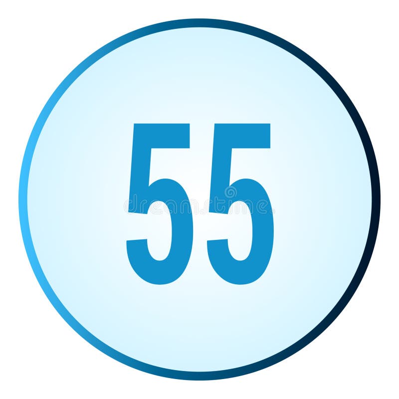 Number 55 Symbol or Logo with Round Frame in Blue Gradient Color Stock ...