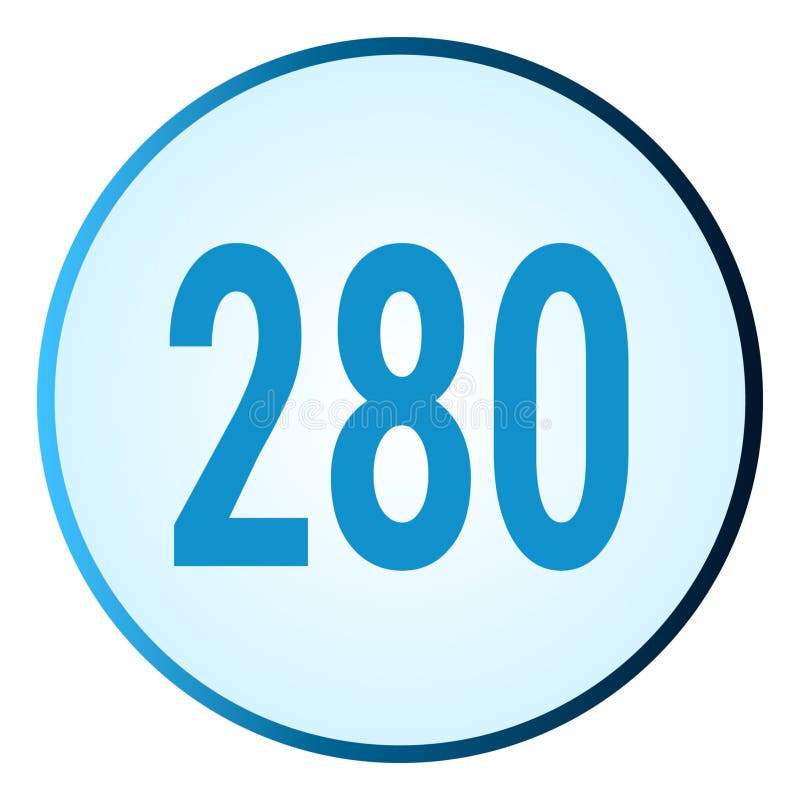 Number 280 Symbol or Logo with Round Frame in Blue Gradient Color Stock ...