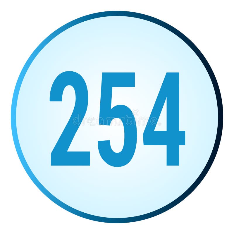 Number 254 Symbol or Logo with Round Frame in Blue Gradient Color Stock ...