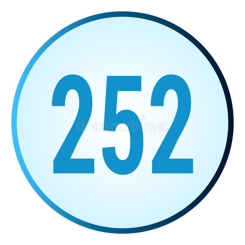 Number 252 Symbol or Logo with Round Frame in Blue Gradient Color Stock ...