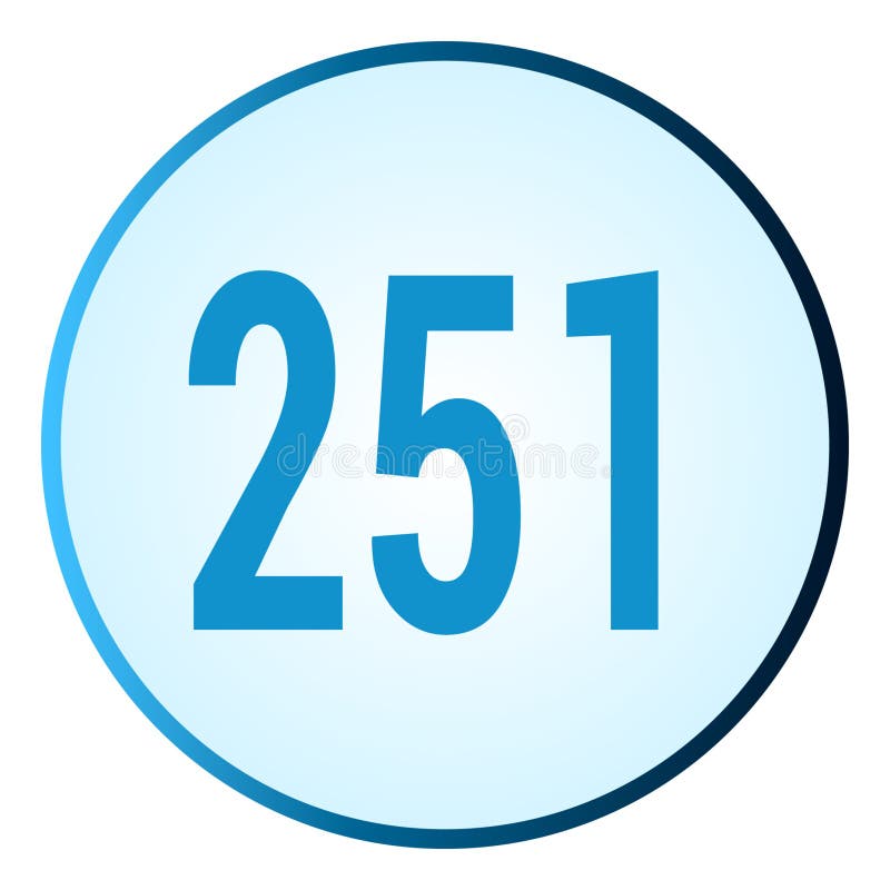 Number 251 Symbol or Logo with Round Frame in Blue Gradient Color Stock ...