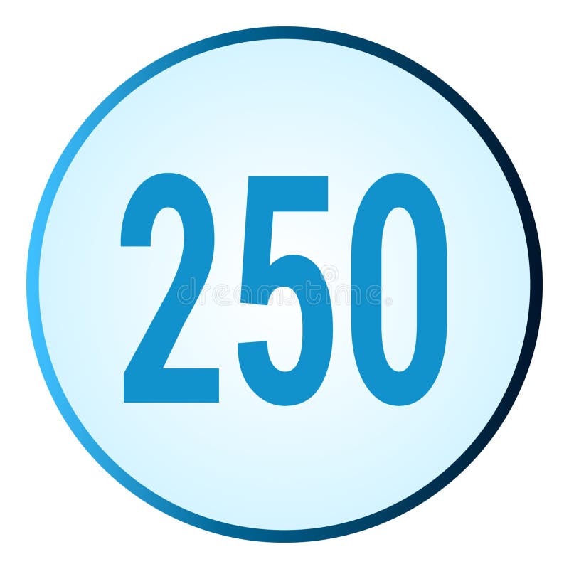 Number 250 Symbol or Logo with Round Frame in Blue Gradient Color Stock ...