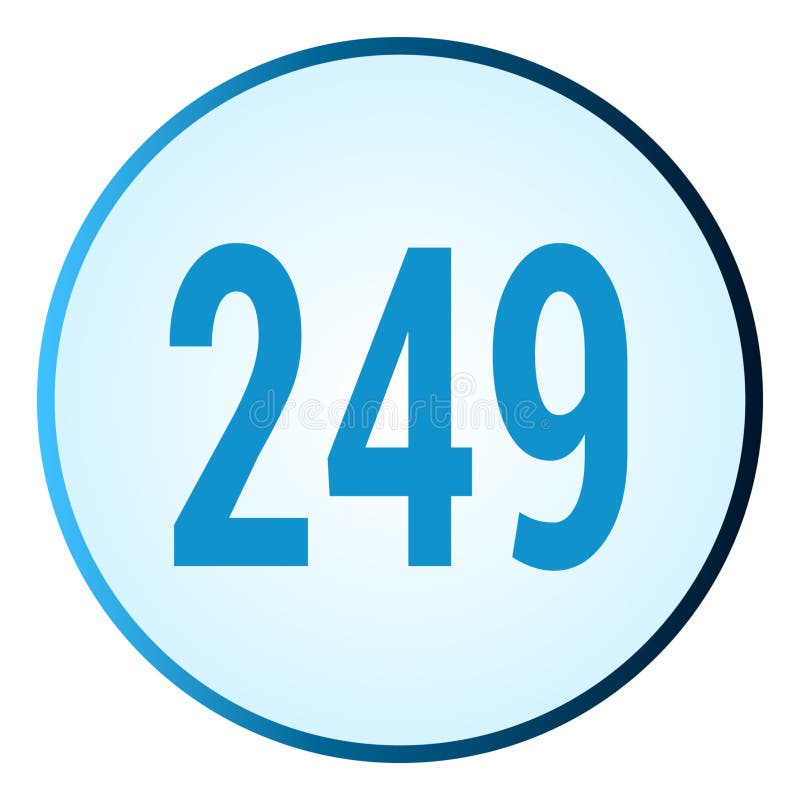 Number 249 Symbol or Logo with Round Frame in Blue Gradient Color Stock ...