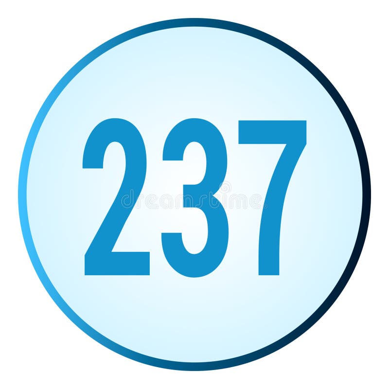 Number 237 Symbol or Logo with Round Frame in Blue Gradient Color Stock ...