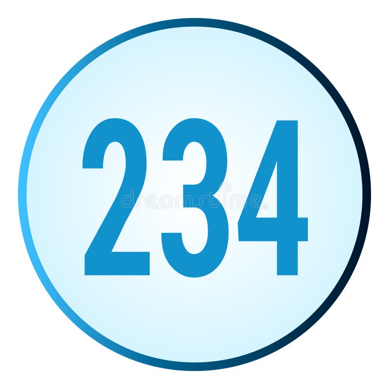Number 234 Symbol or Logo with Round Frame in Blue Gradient Color Stock ...