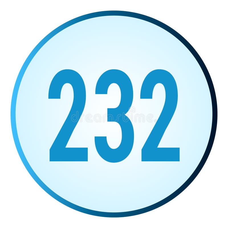 Number 232 Symbol or Logo with Round Frame in Blue Gradient Color Stock ...