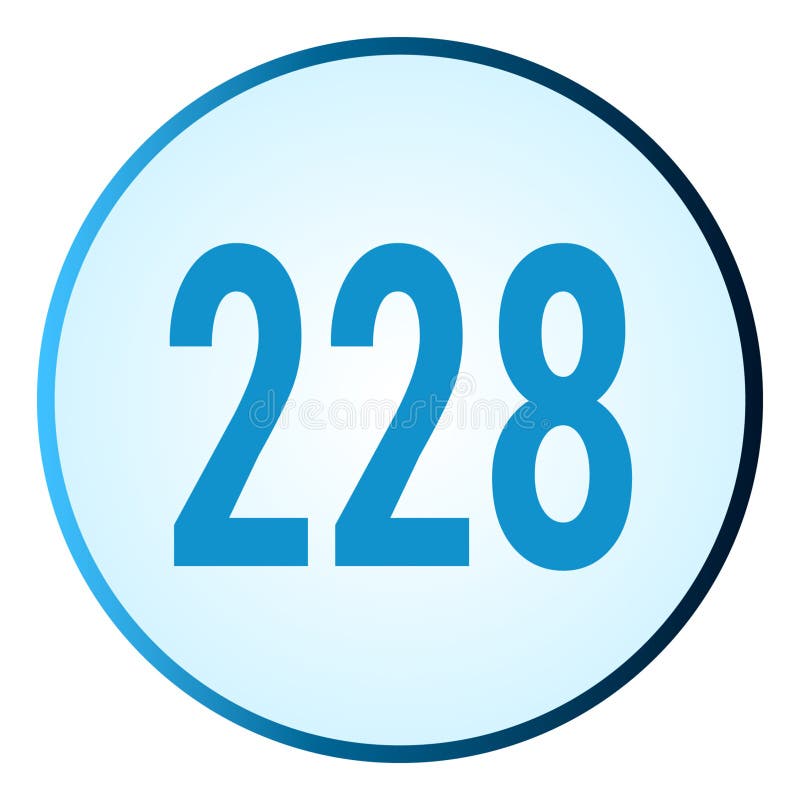 Number 228 Symbol or Logo with Round Frame in Blue Gradient Color Stock ...