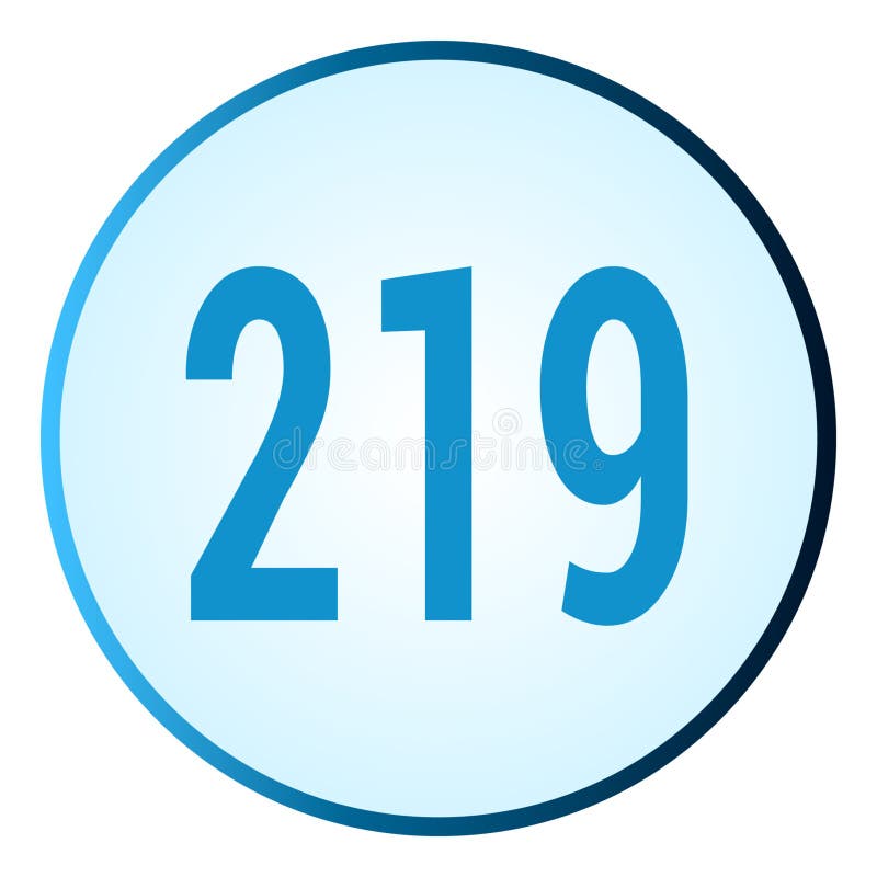 Number 219 Symbol or Logo with Round Frame in Blue Gradient Color Stock ...