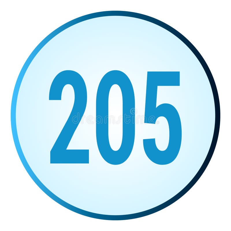 Number 205 Symbol or Logo with Round Frame in Blue Gradient Color Stock ...