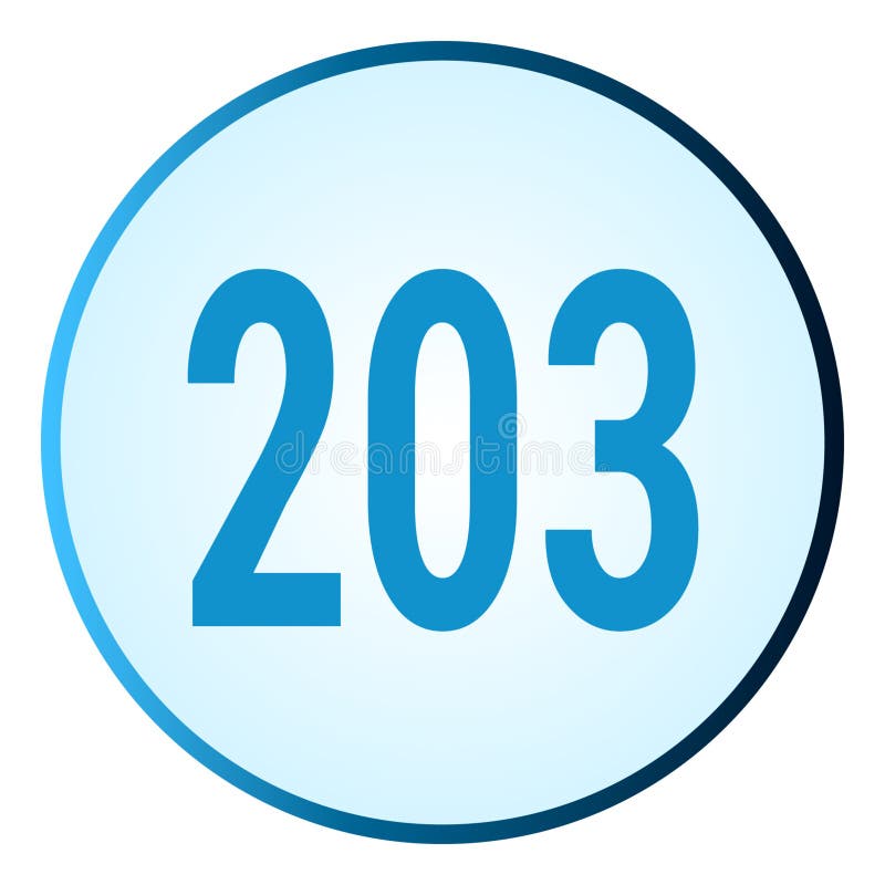 Number 203 Symbol or Logo with Round Frame in Blue Gradient Color Stock ...
