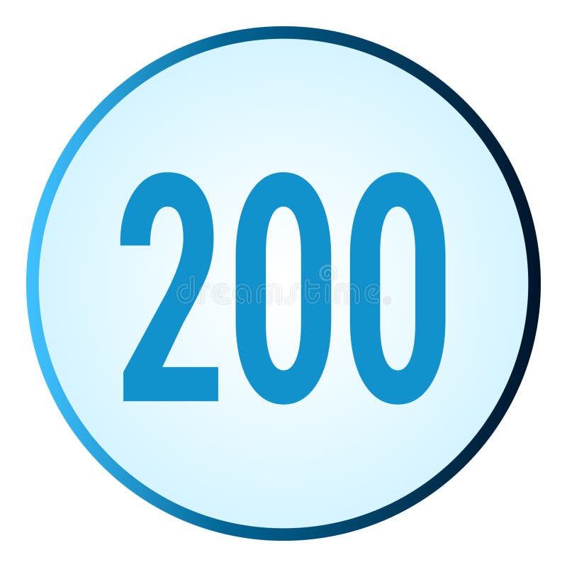 Number 200 Symbol or Logo with Round Frame in Blue Gradient Color Stock ...
