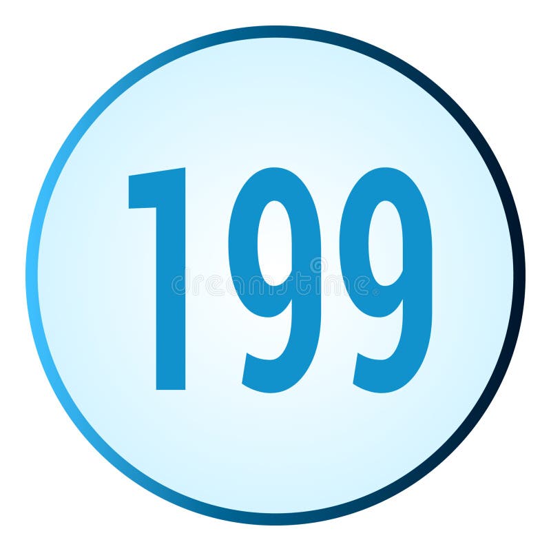 Number 199 Symbol or Logo with Round Frame in Blue Gradient Color Stock ...