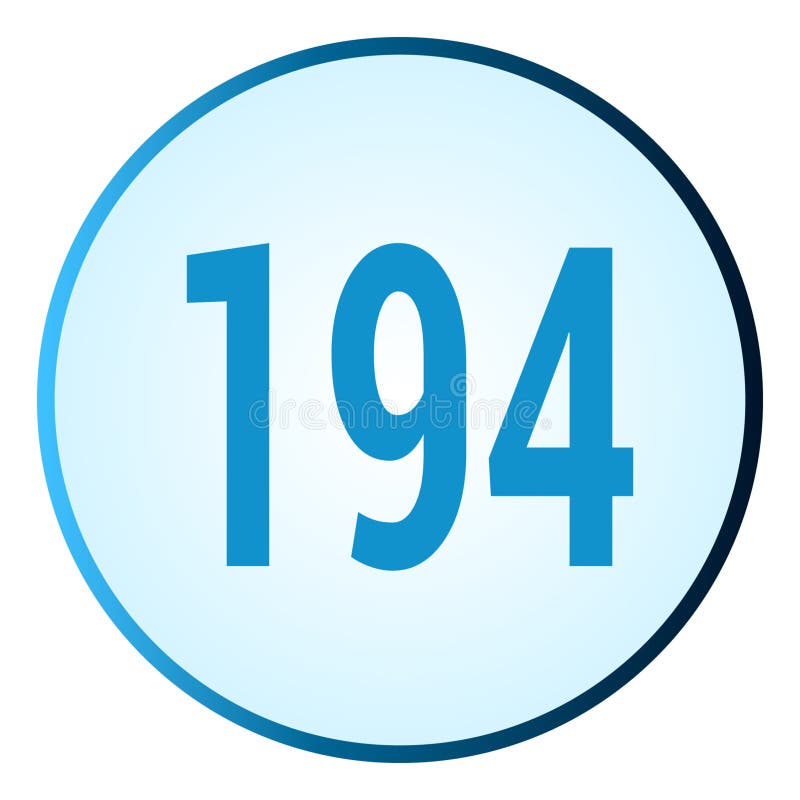 Number 194 Symbol or Logo with Round Frame in Blue Gradient Color Stock ...