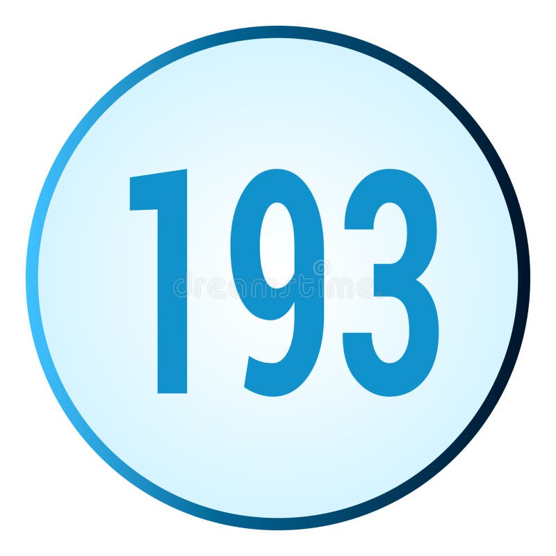 Number 193 Symbol or Logo with Round Frame in Blue Gradient Color Stock ...