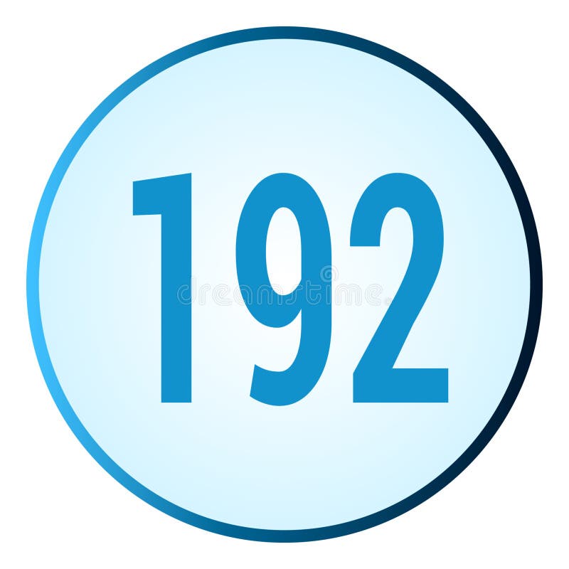 Number 192 Symbol or Logo with Round Frame in Blue Gradient Color Stock ...