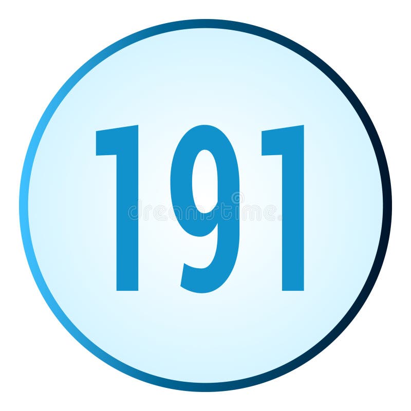 Number 191 Symbol or Logo with Round Frame in Blue Gradient Color Stock ...