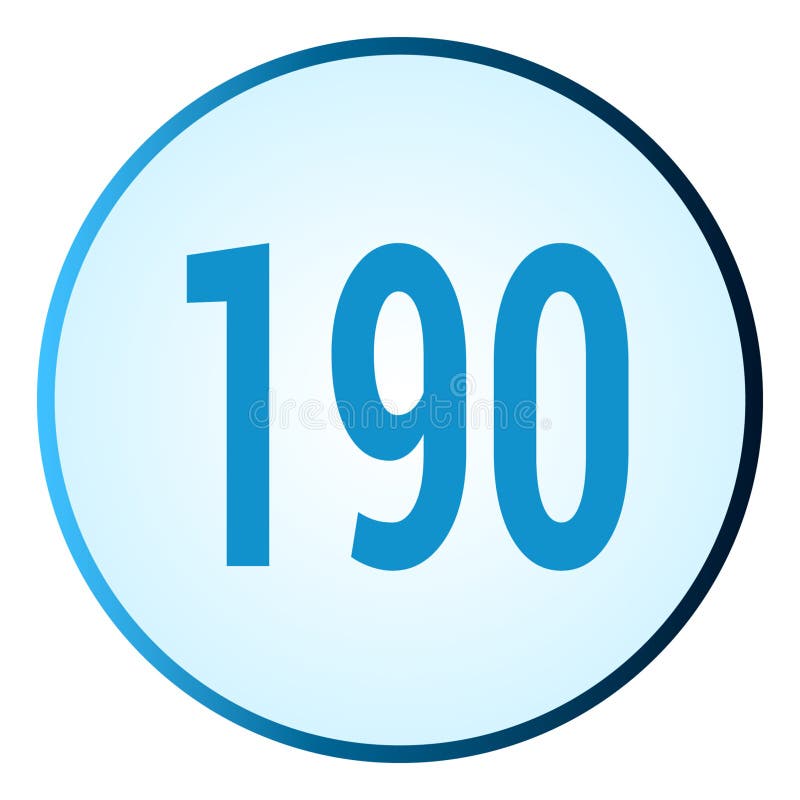 Number 190 Symbol or Logo with Round Frame in Blue Gradient Color Stock ...