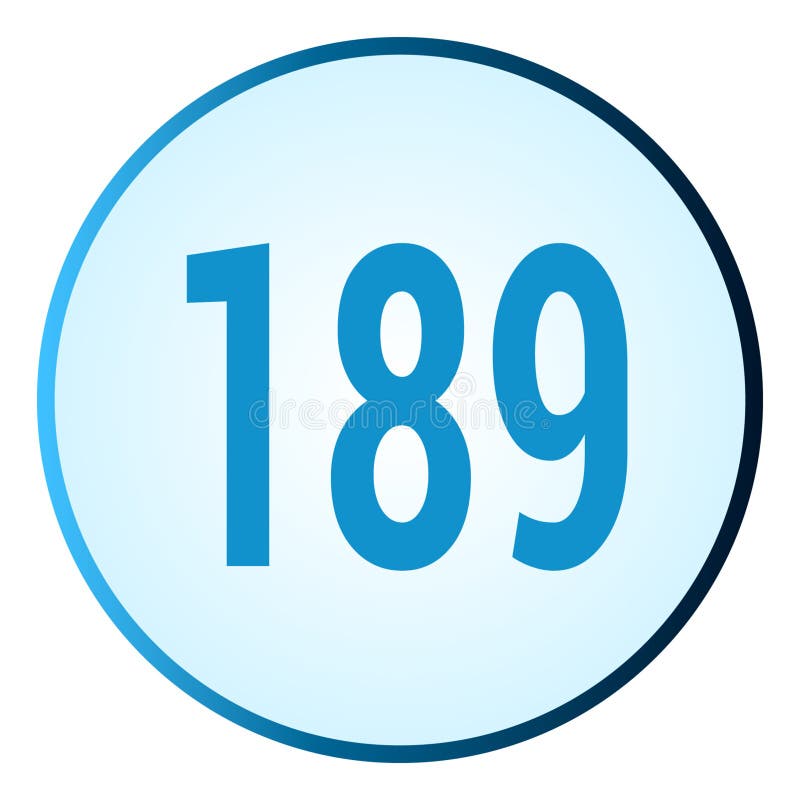 Number 189 Symbol or Logo with Round Frame in Blue Gradient Color Stock ...