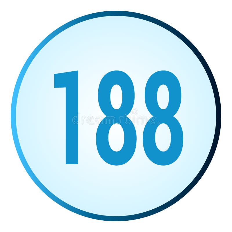 Number 188 Symbol or Logo with Round Frame in Blue Gradient Color Stock ...