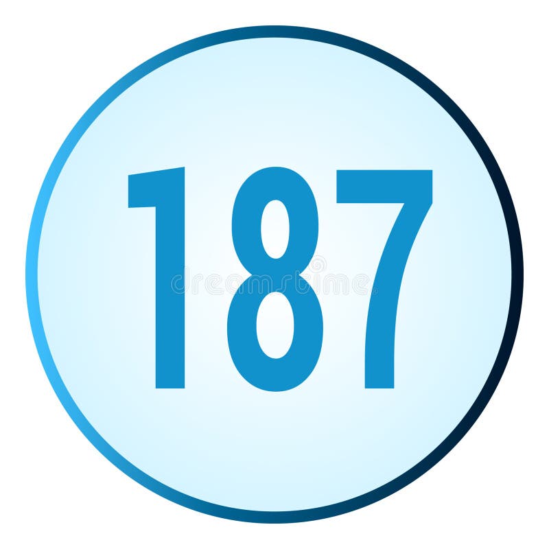 Number 187 Symbol or Logo with Round Frame in Blue Gradient Color Stock ...