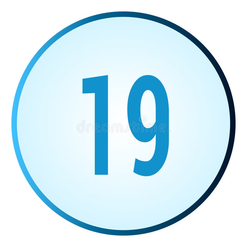 Number 19 Symbol or Logo with Round Frame in Blue Gradient Color Stock ...
