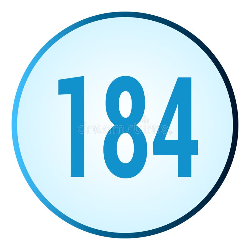 Number 184 Symbol or Logo with Round Frame in Blue Gradient Color Stock ...