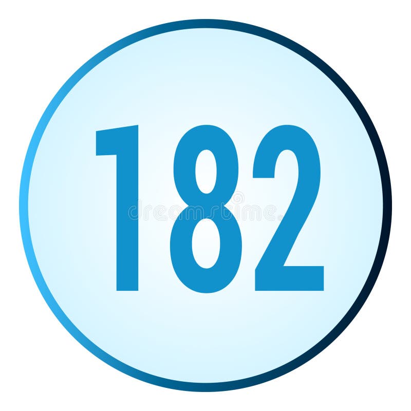 Number 182 Symbol or Logo with Round Frame in Blue Gradient Color Stock ...