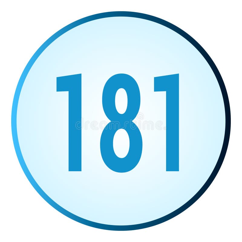 Number 181 Symbol or Logo with Round Frame in Blue Gradient Color Stock ...