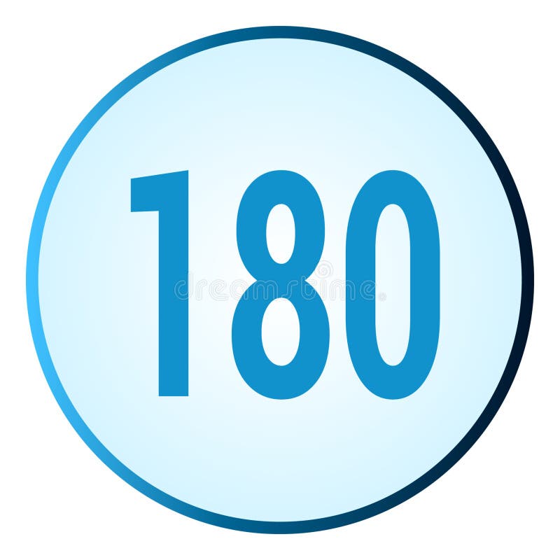 Number 180 Symbol or Logo with Round Frame in Blue Gradient Color Stock ...