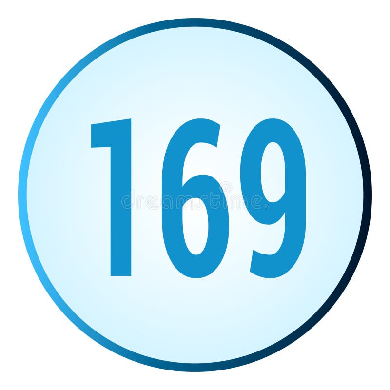 Number 169 Symbol or Logo with Round Frame in Blue Gradient Color Stock ...