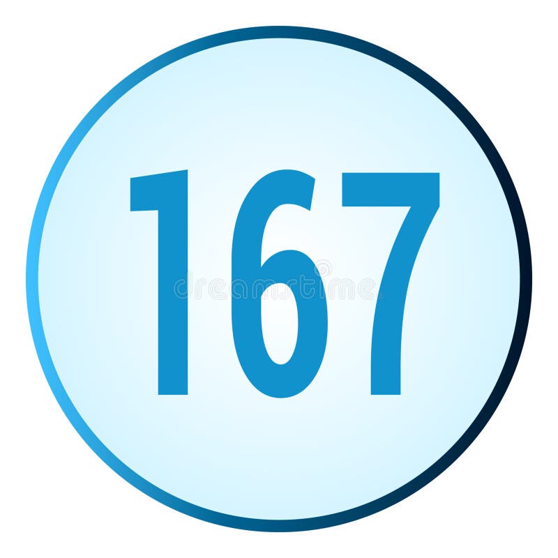 Number 167 Symbol or Logo with Round Frame in Blue Gradient Color Stock ...